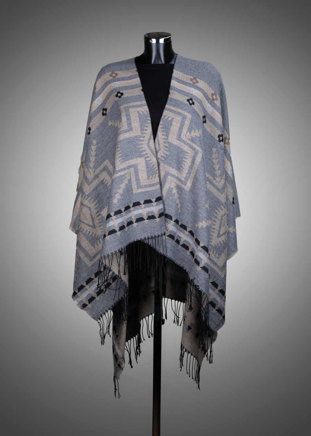 Poncho Chief Jo Light Grey'n'Beige - El-Diablo Switzerland